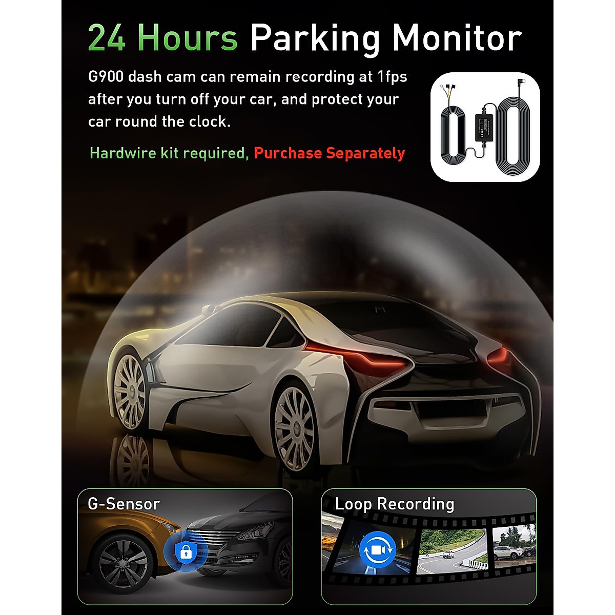Dash Cam Front and Rear,4K+1080P WiFi Dual Dash Camera for Cars with App, 3" IPS Dashboard Camera Recorder,Night Vision,24H/7 Parking Mode, Loop Recording,170° Wide Angle,Free 64GB SD Card