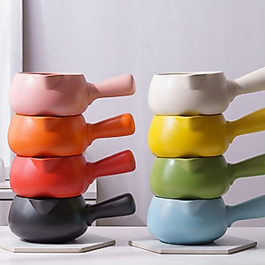 Luxshiny 700ml Delicate Soup Pan Noodle Pot Exquisite Ceramics Soup Pot Cooking Heating Milk Dishwasher Safe