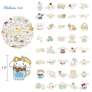 Ohjijinn Kawaii School Supplies Set, Cute Office Supplies, Includes Pencil Case, Ballpoint Pens, Ruler, Sticky Note, Stickers, Enamel Pins, Lanyard with ID Card Holder for Girls Gifts