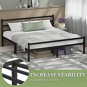 Musen King Bed Frame with Headboard-Durable Metal Bed Frame, Noise Free Platform Bed with Storage, Anti-Slip King Size Bed Frame, King Bed Frame Easy Assembly, No Box Spring Needed
