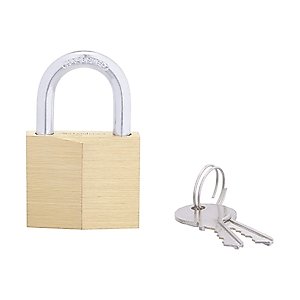 Amazon Basics 1-9/16-inch Keyed Padlock, Brass, 2-Pack