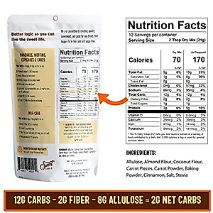 SWEET LOGIC Keto Baking Mix | Delicious Keto Baked Goods With Just 1-2G Net Carbs Per Serving | Gluten Free, Naturally Sweetened Low Carb, Diabetic Friendly | (Carrot Cake)