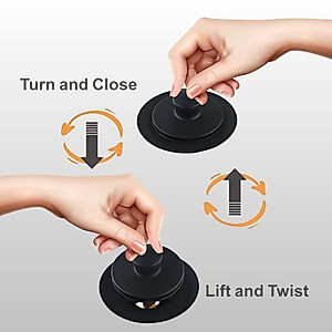 Black Bathtub Tub Drain Conversion Kit Assembly, Wellup Lift and Turn Twist Tub Drain Trim Kit with Two-Hole Overflow Faceplate, Matte Black