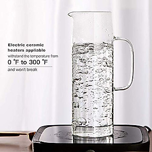 Glass Pitcher with Bamboo Lid - High Heat Resistance Stovetop Safe Pitcher for Hot/Cold Water & Iced Tea (1200ML 42oz)