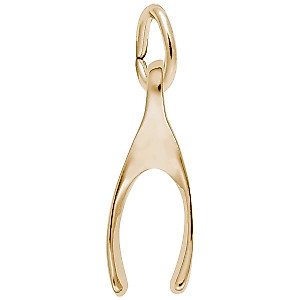 Rembrandt Charms Wishbone Charm, Gold Plated Silver