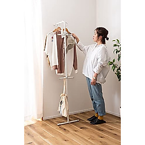 YUZU LEAF Hanger Rack, Slim, Compact, Simple, Black, White, Storage, Clothes, Stylish, Interior, Display, Stylish, Anti-Slip, Stopper, Living Alone, Stand (White)