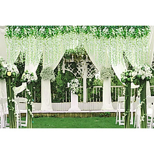 TINGE TIME Wisteria Artificial Flowers Garland, 12Pcs Artificial Wisteria Vine Silk Hanging Flower for Home Garden Outdoor Ceremony Wedding Arch Floral Decor