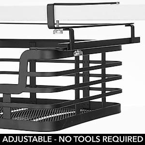 mDesign Metal Wire Under Shelf Storage Baskets for Kitchen Pantry, Closet, Hanging Pull Out Shelving Bin, Sliding Hanger Racks for Bread, Canned Goods, Condiments, Food, 2 Pack, Matte Black/Natural