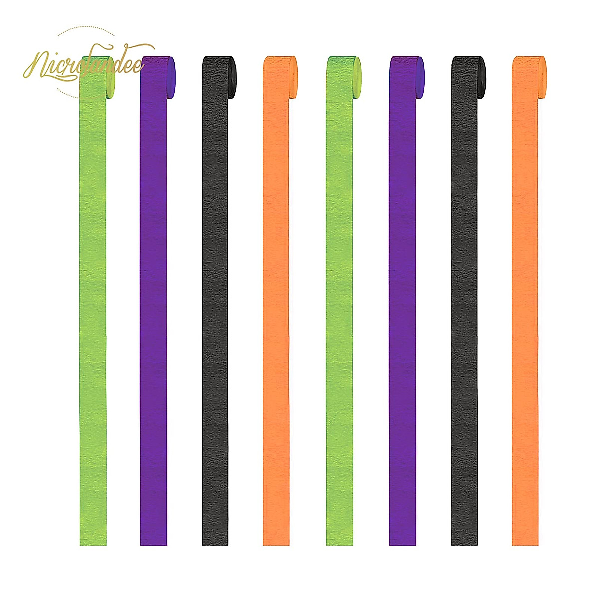 NICROLANDEE Halloween Party Supplies - 8 Rolls Black Orange Crepe Paper Streamers Tassels Streamer Paper for Halloween Theme Party, Horror Party, Birthday, Home Party Backdrop Decorations, 82ft Long