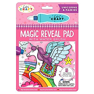 Bright Stripes Let's Craft Magic Reveal Pad No Mess Water Coloring Book Kids Arts and Crafts Fun Painting Learning Activities Book 3 Pack with Refillable Brush, Children’s Travel Toys, Whimsical Art