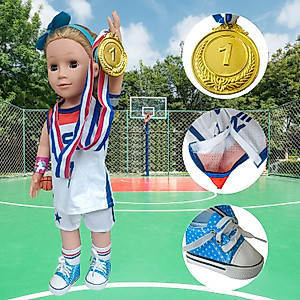 22 Pcs 18 Doll Sport Clothes Set -18 inch Dolls American Football, Basketball, Tennis Apparel and Accessories - Girls' Birthday, Festivals 18 "Doll Apparel Gifts