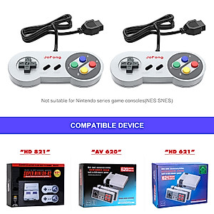 JoFong Retro Classic Controller, Suitable for AV 620, HD 621 HD 821 Classic Game Consoles Plug-and-Play Wired Video Gamepad-9 Pin Plug 2 Packs