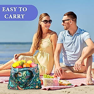 Shappy 30 Pcs Reusable Grocery Bags Christmas Foldable Shopping Totes Bags with Separated Zipper Storage Pouch Handles Lightweight Waterproof Reusable Bags Washable Cloth Grocery Bags (Floral Style)