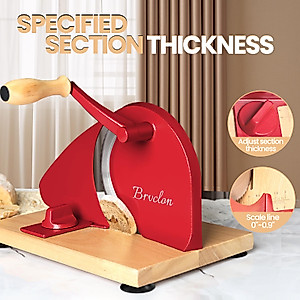 Manual Bread Slicer for Homemade Sourdough Bread, Adjustable Thickness&Evenly Slicing, Hand Crank Bread Slicer with Scale Line and Suction Cup, Sharp Blade, Suitable for Sourdough Bread, Etc