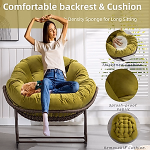 Luccalily Indoor & Outdoor Front Porch Rocking Cozy Chair Set of 2, Rattan Rocker Padded Cushion Recliner Outdoor for Patio, Yard, Garden, Living Room (Olive)