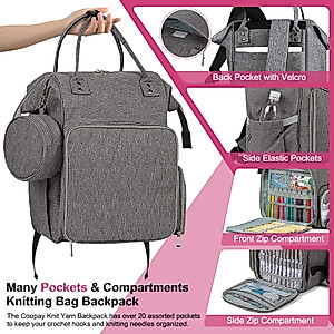 Coopay Huge Crochet Bag Backpack, Travel Knitting Bag Huge Yarn Storage Organizer Bags for Unfinished Project, Crochet Hooks, Knitting Needles, Skein Yarn, Knitting & Crochet Supplies - No Accessories