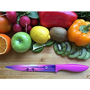 Golden Coast Cutlery Colored Kitchen Chef Knife Set - Beautifully Designed Razor-Sharp Large and Small Cooking Knives with Non-Stick Surface Finish and Gift Box