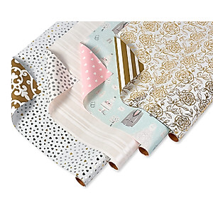 American Greetings Reversible Wedding Wrapping Paper, Bridal Designs (4 Rolls, 120 sq. ft.)