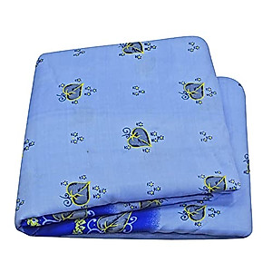 Peegli Indian Vintage Blue Silk Blend DIY Fabric Casual Dress Material Printed Textile