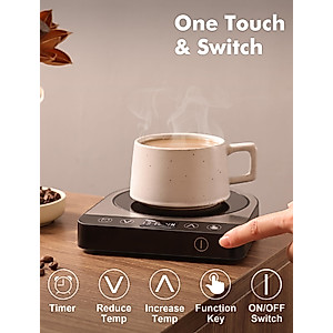 Rigstne Coffee Mug Warmer - 50W Mug Warmer for Desk, Coffee Cup Warmer Fast Heating, Candle Warmer Plate for Travel, Office and Home, 15 Temp Settings, Black