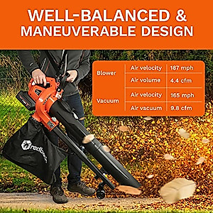 Redback Leaf Blower Vacuum Battery Powered Blower for Cleaning Up Small Garden Debris Cordless Lawn Vacuum with Powerful Mulcher Modern Lawn Care Equipment Tool Only EV48OD