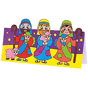 Baker Ross AX564 Nativity Pop up Cards - Pack of 10, Christmas Cards for Kids to Color in, Great for Arts and Crafts