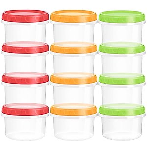 TOFLEN Reusable Small Freezer Containers 8 Oz Plastic Food Storage Containers with Screw On Lids, Leakproof & Airtight, Freezer Safe, Dishwasher Safe, Set of 12 Multicolor