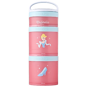 Whiskware Disney Princess Stackable Snack Containers for Kids and Toddlers, 3 Stackable Snack Cups for School and Travel, Cinderella