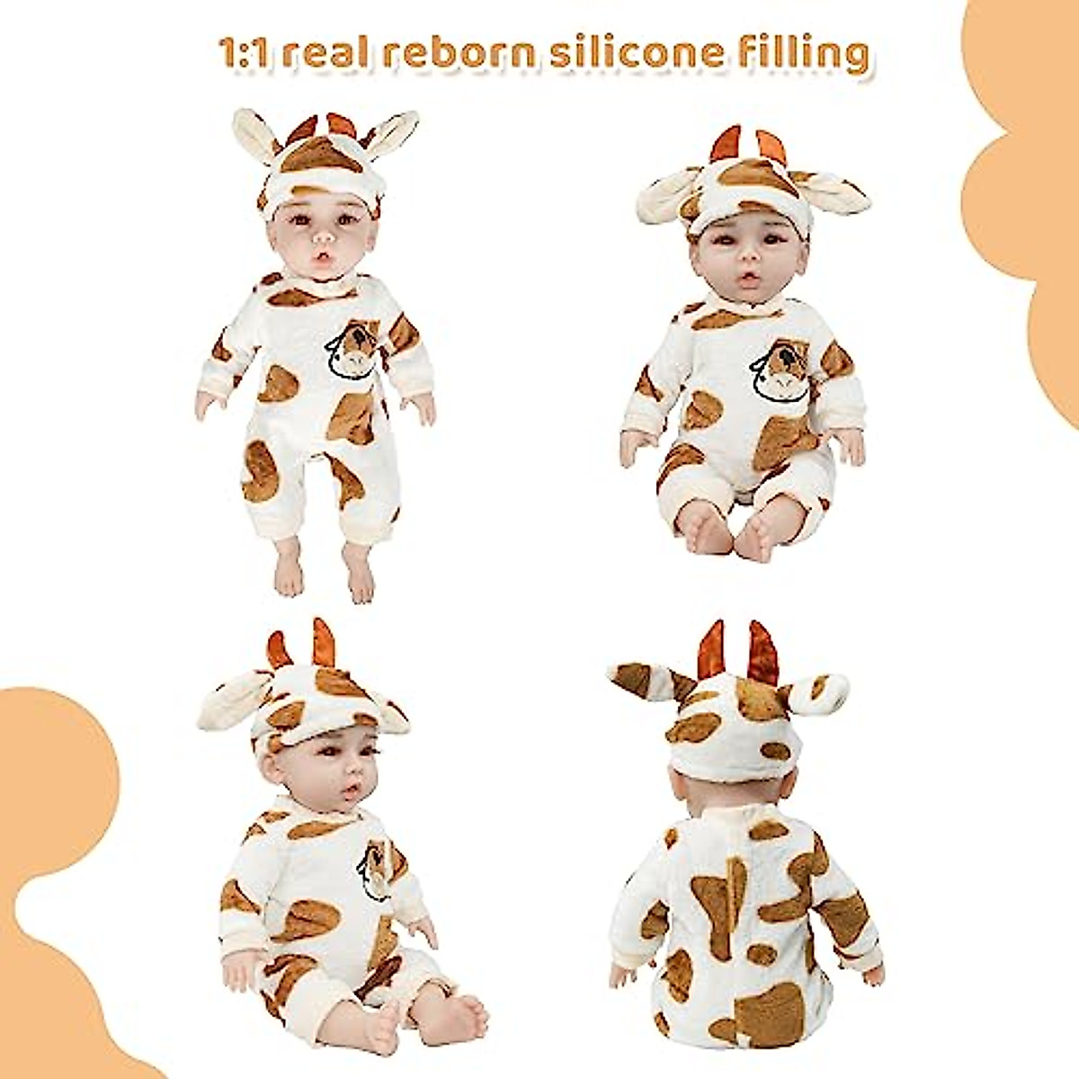 CUAIBB 18.5 Inch Realistic Silicone Doll, Newborn Reborn Baby Doll Full Silicone Body with Clothes, Look Real Like Reborn Baby Dolls Lifelike - Girl Open-Eyes Full Silicone