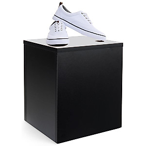 Displays2go Black Retail Display Pedestal with Collapsible Design – Black (WDCUBEBLK1)