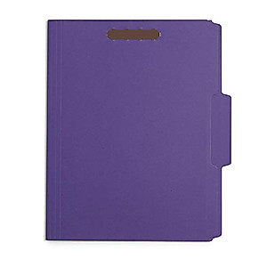 50 Purple File Folders with Fasteners, 1/3 Cut Reinforced Tab, Durable 2 Prong Fastener File Folder, Designed to Organize Standard Medical Files, Law Client Files, Office Reports, Letter Size, Purple