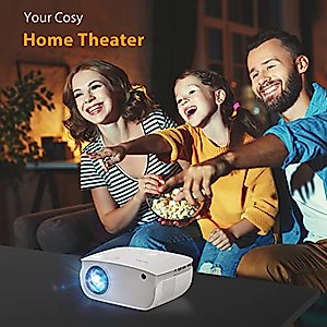 Mini Projector with WiFi - 100" Screen Included, 7500LUX Brightness, Full HD 1080P Resolution Supported and Compatibility with Roku Stick, Android, and iPhone