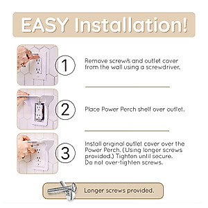 Storage Theory Power Perch Double Outlet Shelf - Convert Your Outlet into Display Shelves - Alexa Speaker Stand, Electric Toothbrush Holder - Light Socket Shelf 2 Pack, White