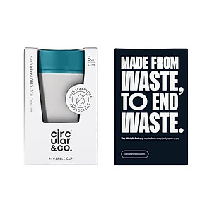 Circular & Co Insulated Reusable Coffee Cup - 8oz/227ml - Small Travel Mug - 100% Leakproof & Lockable - Push Top, One Hand Open, 360 Drinking Coffee Tumbler - Recyclable - BPA Free, Dishwasher Safe