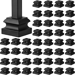 Iron Baluster Shoes Stair Flat Shoe with Screw for 1/2 Inch Square Scroll Basket Twist Knuckle Staircase Balusters Metal Spindle Railing, Satin Black (96 Pcs)