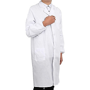 Pinkpum Men Lab Coat Unisex Long Sleeve Lab Coat for Women White Coats for Laboratory Medical White 3XL