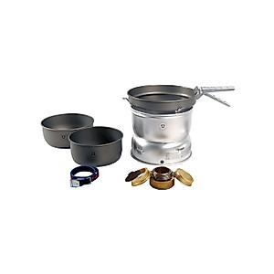 Trangia - 25-7 Ultralight Hard Anodized Camping Cookset | Includes: Alcohol Stove, 2 HA Pots, HA Frypan, Upper & Lower Windshield, Pot Gripper, & Strap