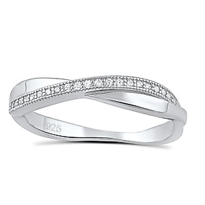 SILVERCLOSEOUT Sterling Silver Cz Thin Stackable Infinity Ring - Size 10