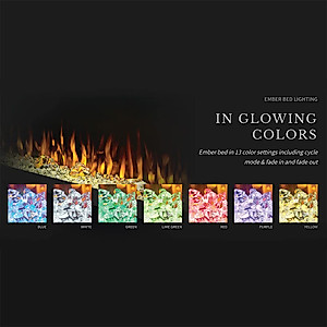 Napoleon Trivista Pictura 50 - NEFL50H3SV - Wall Hanging Electric Fireplace, 50-in, Black, Glass Front, Realistic Flames, LED Ember Bed, Adjustable Flame Height/Colours, Remote Included