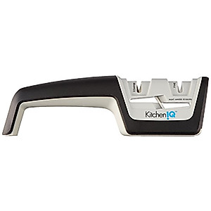 Kitchen IQ Diamond Pro Pull-Thru Knife and Scissor Sharpener,White/Black