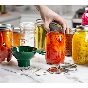 KanBandz Ball Regular Mouth 16-Ounces Mason Jar with Lids and Bands (24-Units), 24-Pack, AS SHOWN Bundled Non-Slip Jar Opener And Pack Of Self Stick Jar Labels.