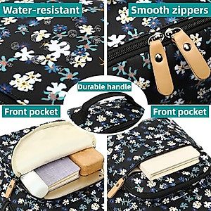 Leaper Water-resistant Floral Laptop Backpack Travel Bag Bookbags Satchel (White-Sunflower)
