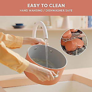 CIARRA Nonstick Dutch Oven with Lid, 6.2 QT Ceramic Dutch Oven with Dual Handles, Non Toxic, PTFE & PFOA Free, Oven Safe & Compatible with All Stovetops, Orange