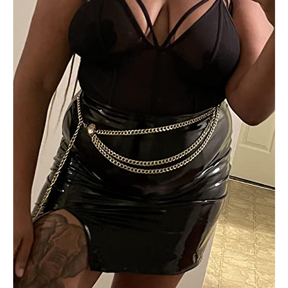 MODRSA Chain Belt Chain Gold Chain Belt for Women Plus Size Gold Waist Chain Belt Layered Womens Belts for Dress Gasparilla 0utfit Women Pirate Accessories 50" 130cm Long