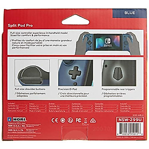 Hori Nintendo Switch Split Pad Pro (Blue) Ergonomic Controller for Handheld Mode - Officially Licensed By Nintendo