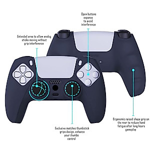 PlayVital Midnight Blue Pure Series Anti-Slip Silicone Cover Skin for ps5 Controller, Soft Rubber Case for ps5 Wireless Controller with Black Thumb Grip Caps