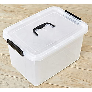 JUJIAJIA Clear Storage Latch Box 16 Quart, Plastic Box/Bin with Lid and Handles, 4-Pack