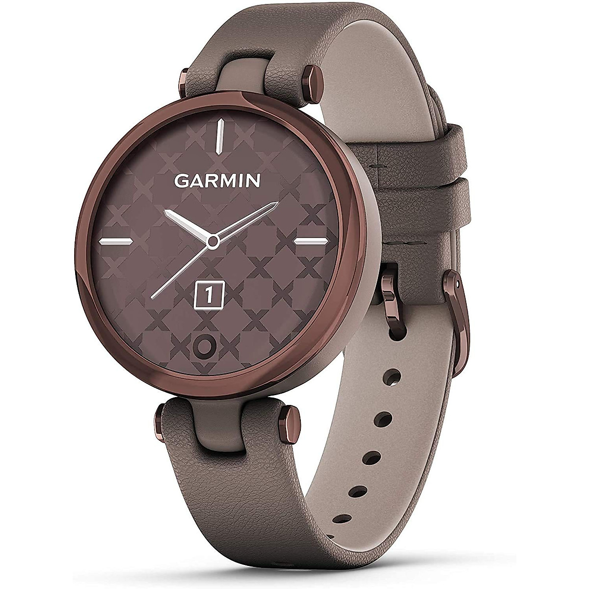 Garmin Lily™, Small Smartwatch with Touchscreen and Patterned Lens,Heart Rate Monitor Dark Bronze