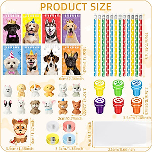 Fainne 122 Pcs Dog Party Favors Puppy Dog Party Supplies Dog Paw Mini Notebooks Pencils Stickers Pencil Sharpener Stamper Mini Puppy Toys Goody Bag for Kid Puppy Birthday Party Classroom Reward Favors