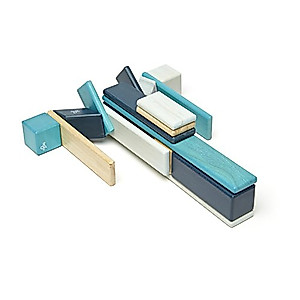 24 Piece Tegu Magnetic Wooden Block Set, Blues, 1-99 years old